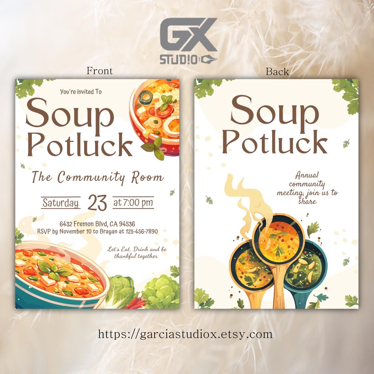 EDITABLE Soup Potluck Invitation, Church, Community, Event, Soup Party ...