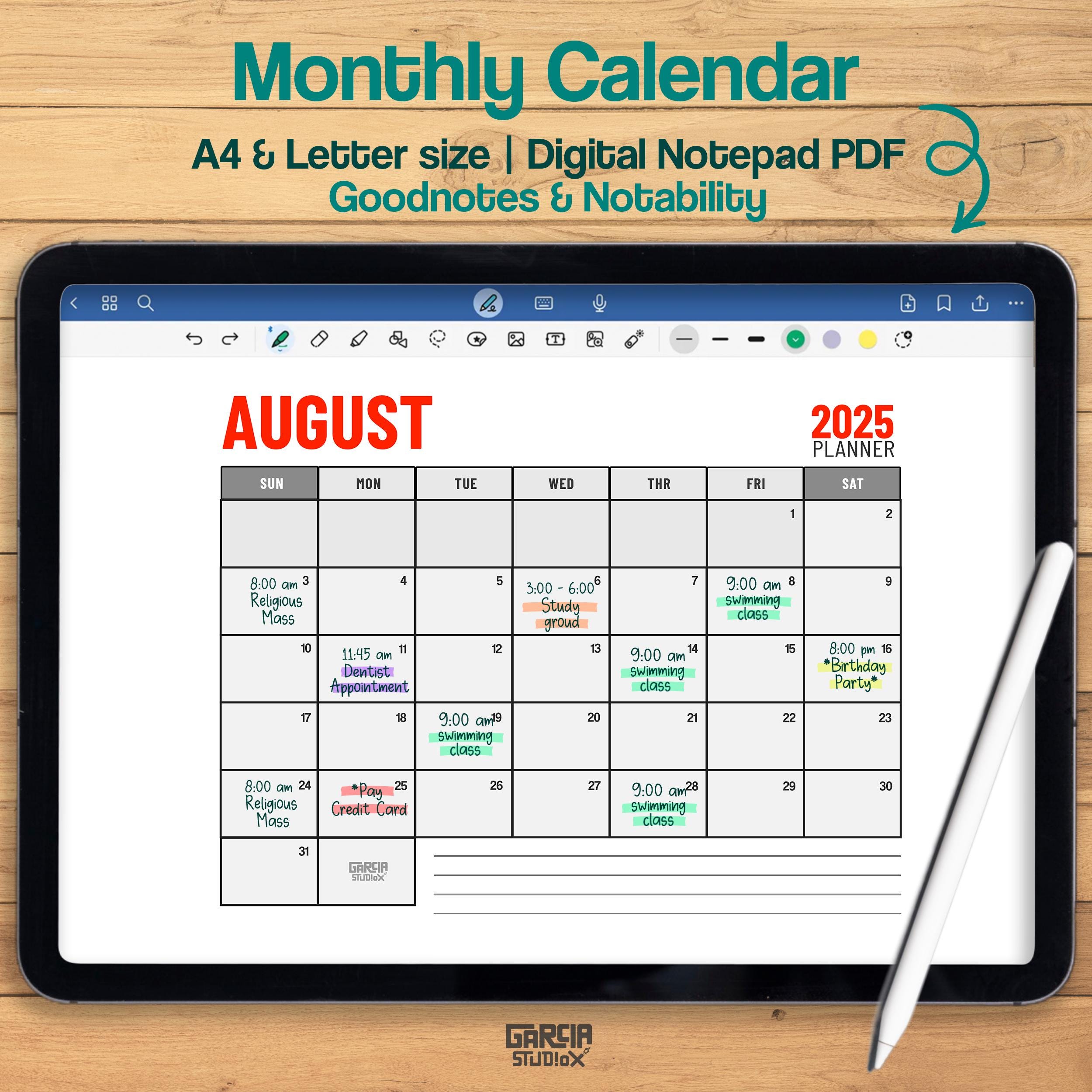 EDITABLE August 2025 Calendar, Fillable Planner, Monthly Schedule for ...