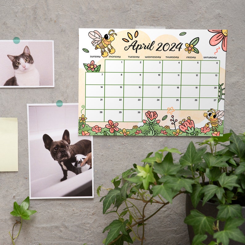 EDITABLE April 2024 Calendar, Fillable Spring Planner, Monthly Schedule ...