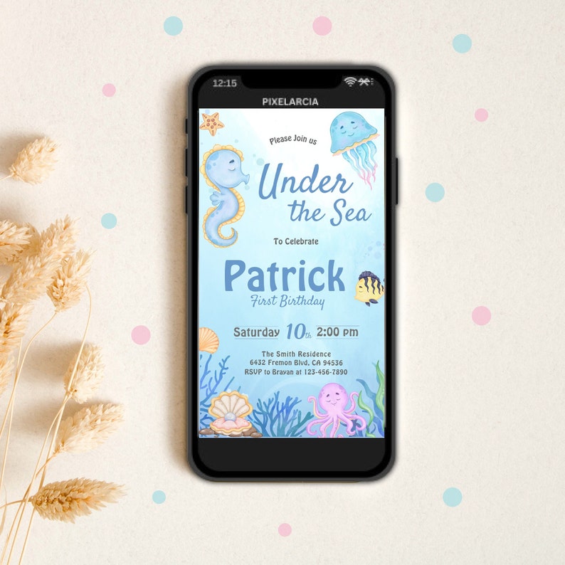 Under the Sea Birthday Invitation Template - Editable Ocean Animals ...