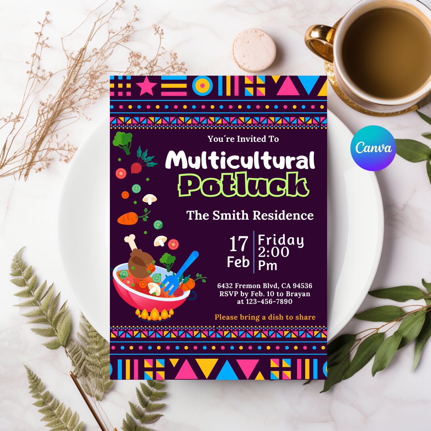 Multicultural Potluck Invitation, Potluck Multicultural Invitation ...