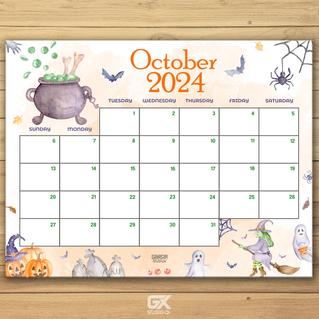 EDITABLE October 2024 Calendar, Fillable Halloween Planner, Monthly ...