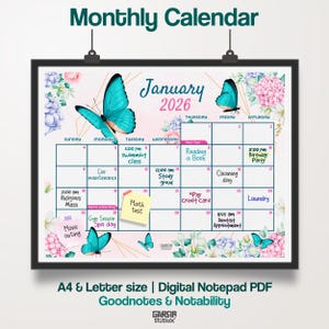 January 2026 Calendar Printable With Holidays + Stickers | Cute ...