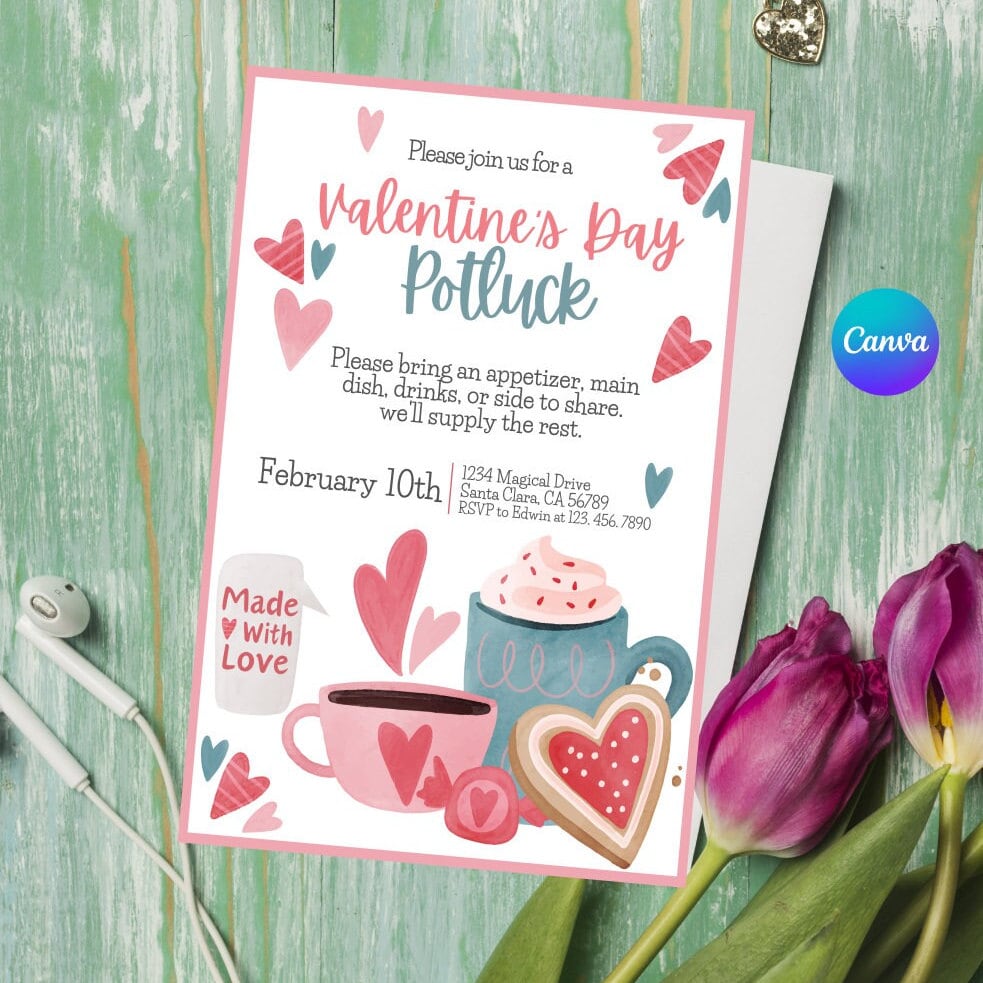 Valentine's Day Potluck Invitation, Valentines Brunch Invitation ...