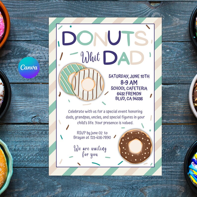 Donuts With Dad, Donuts With Dad Flyer, Donuts With Dad Editable ...