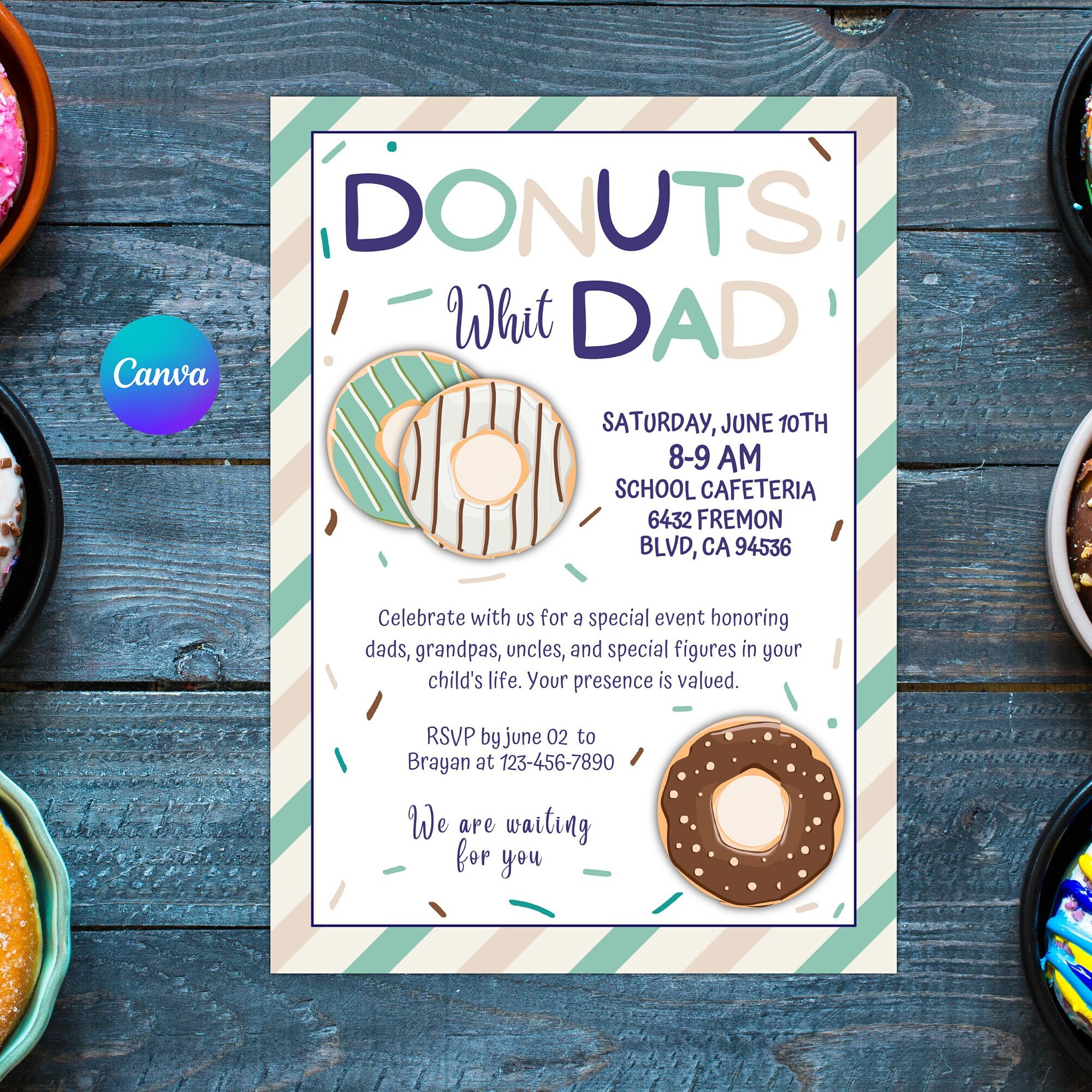 Donuts With Dad, Donuts With Dad Flyer, Donuts With Dad Editable ...