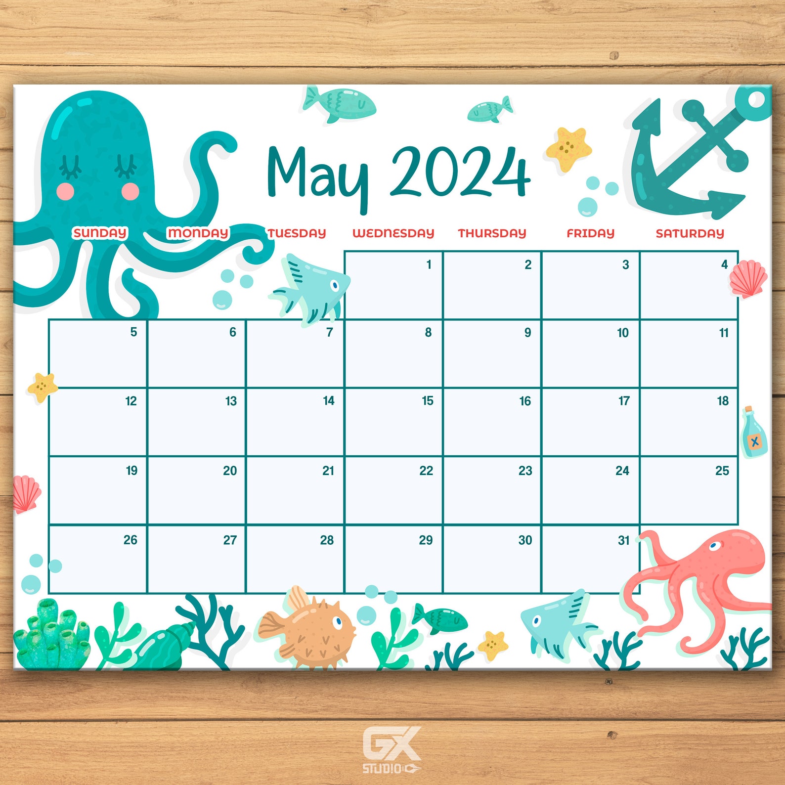 EDITABLE May 2024 Calendar, Fillable Spring Planner, Monthly Schedule ...