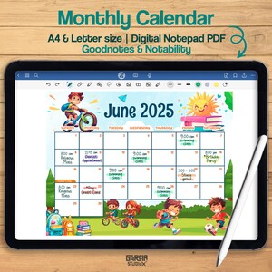 June 2025 Printable Children Calendar, Fun Bicycle Theme, Monthly ...