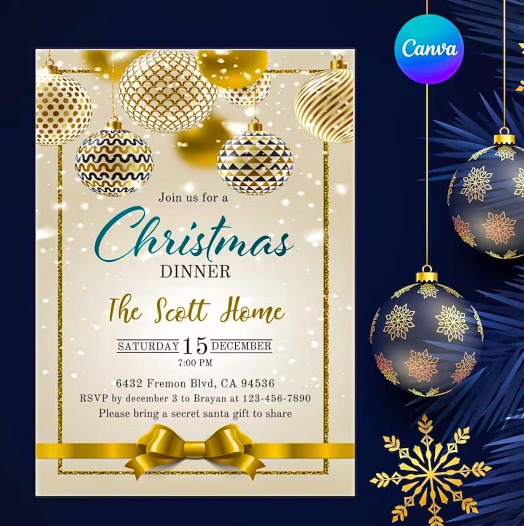 Editable Christmas Dinner Template: Invite Your Family to the Christmas ...