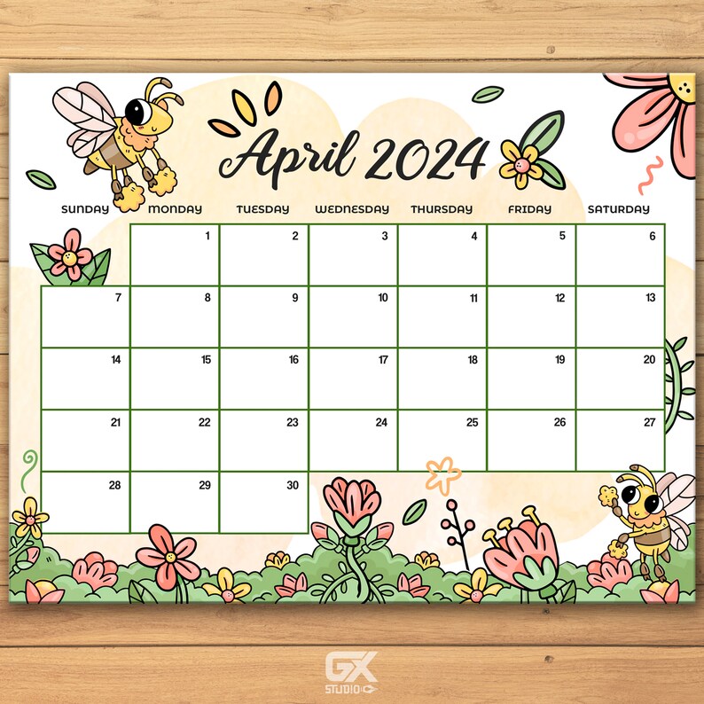 EDITABLE April 2024 Calendar, Fillable Spring Planner, Monthly Schedule ...