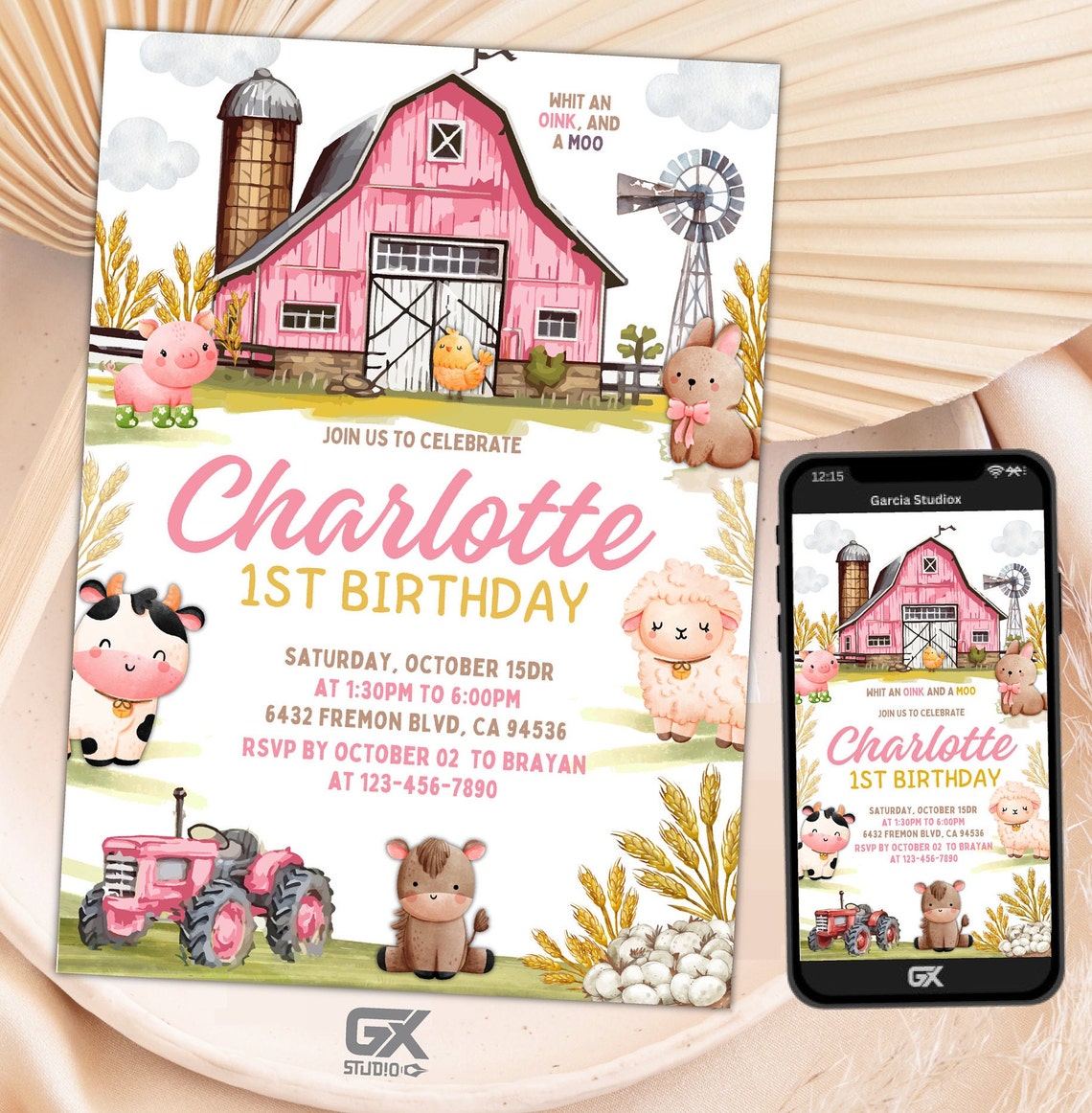 Editable Farm Birthday Invitation, Girl Barn Party, Digital Invite ...