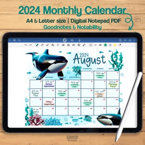 EDITABLE August 2024 Calendar, Fillable Summer Planner, Monthly ...