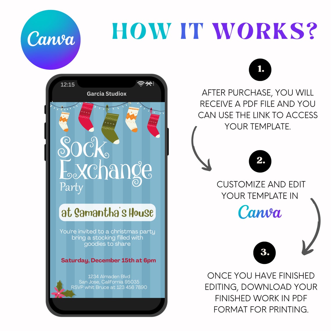 Christmas Stocking Exchange Invitation, Printable Christmas Sock ...