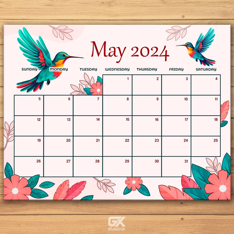 EDITABLE May 2024 Calendar, Fillable Spring Planner, Monthly Schedule ...