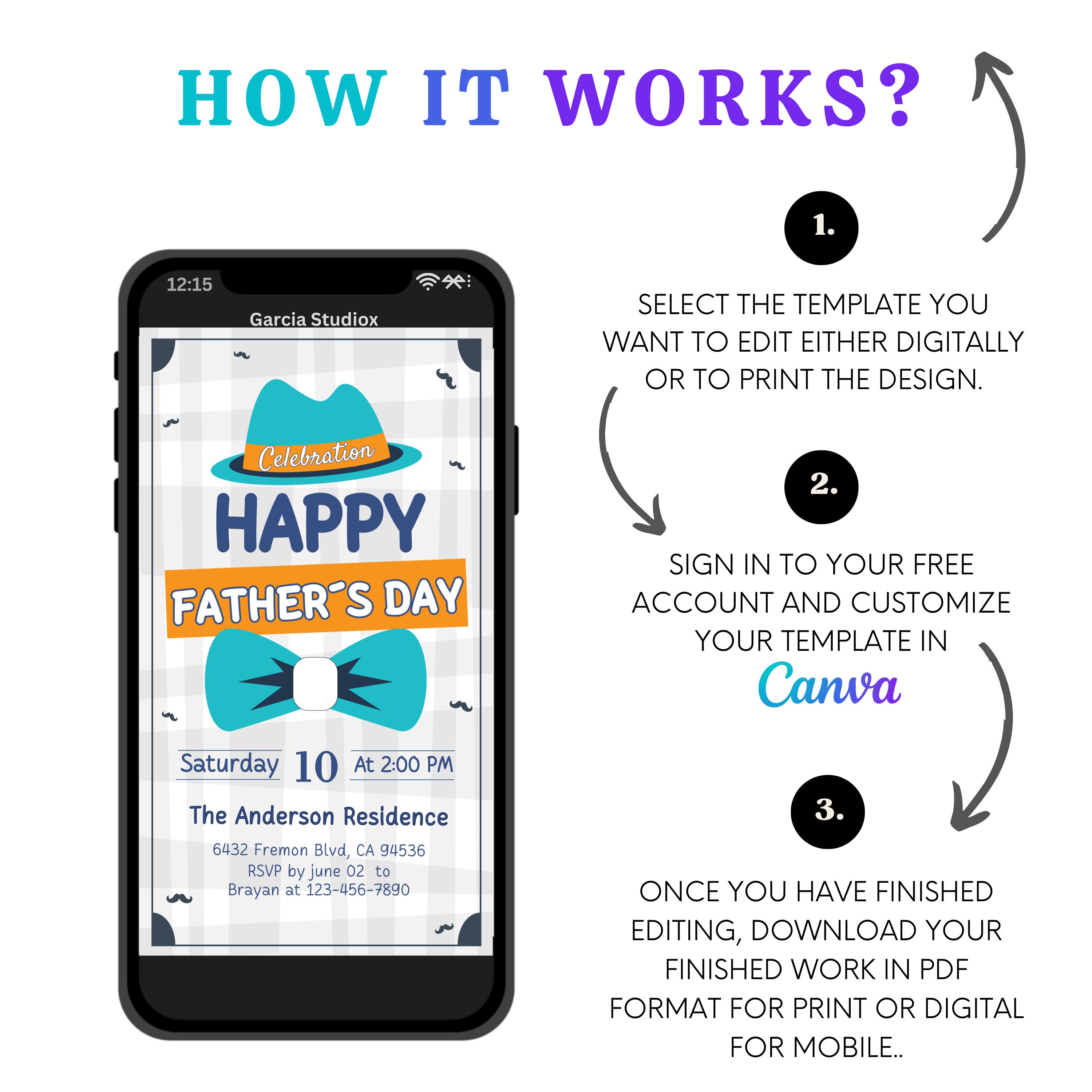 Fathers Day Celebration Invitation, Father's Day Brunch, Celebrate Dad ...