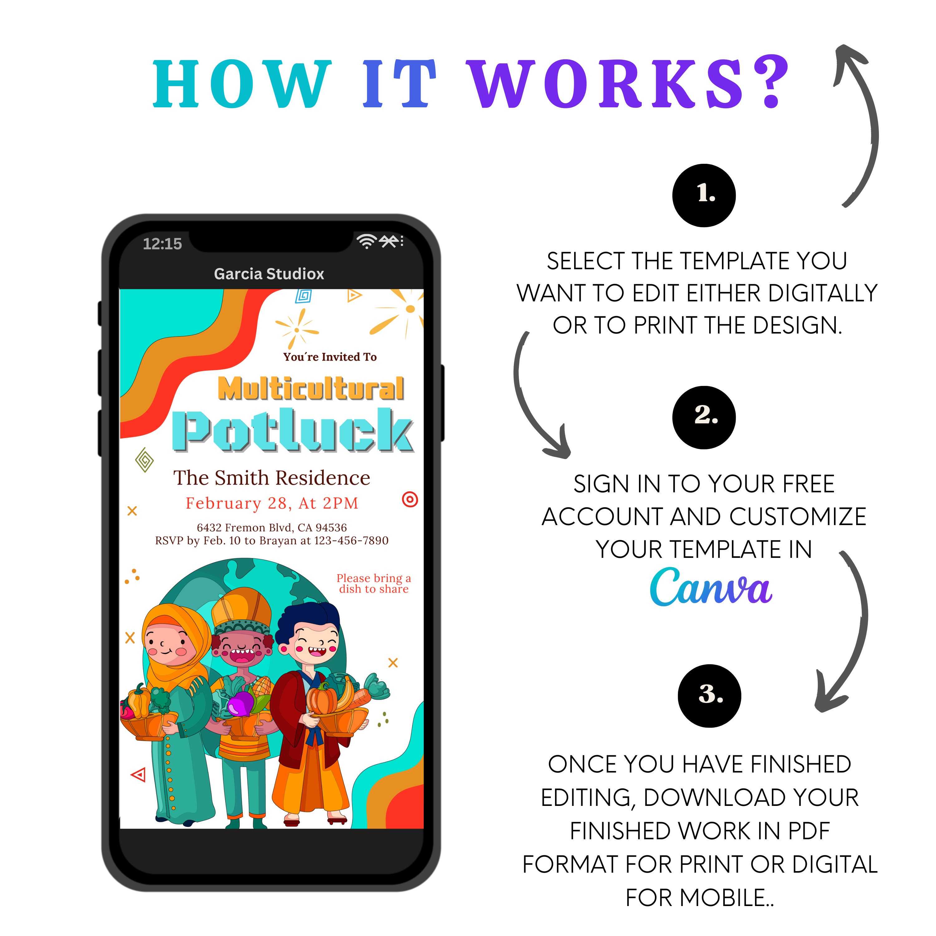 Multicultural Potluck Invitation, International Food Dinner Invitation ...