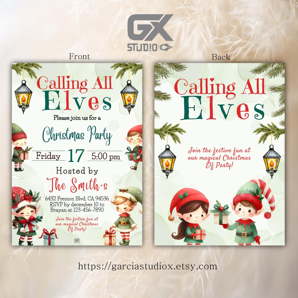 EDITABLE Christmas Elf Party Invitation, Customizable Holiday Elf Event ...