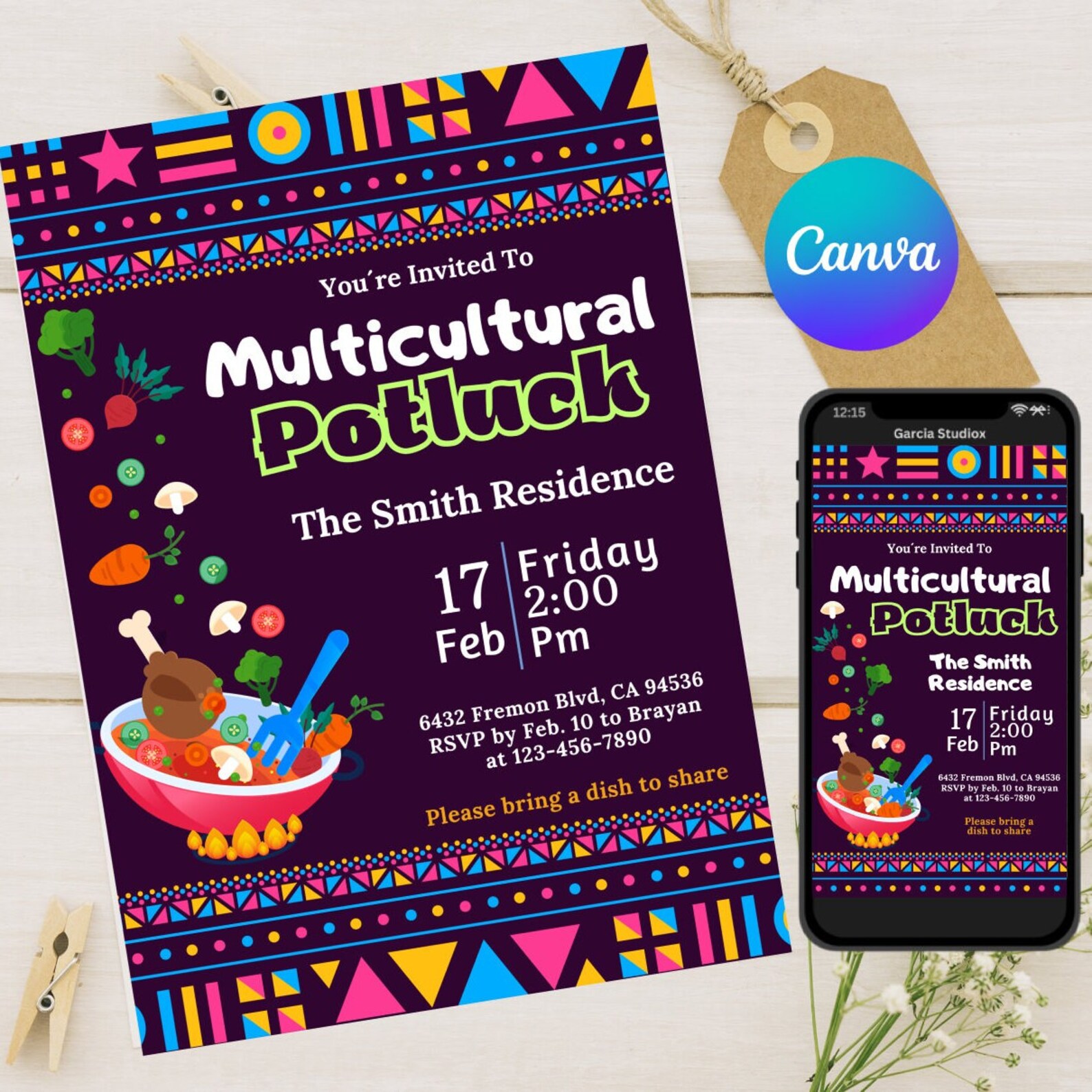 Multicultural Potluck Invitation, Potluck Multicultural Invitation ...
