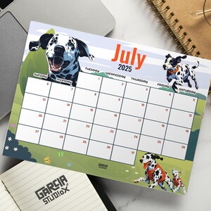 July 2025 Dalmatian Calendar: Printable Editable Monthly Planner (PDF ...