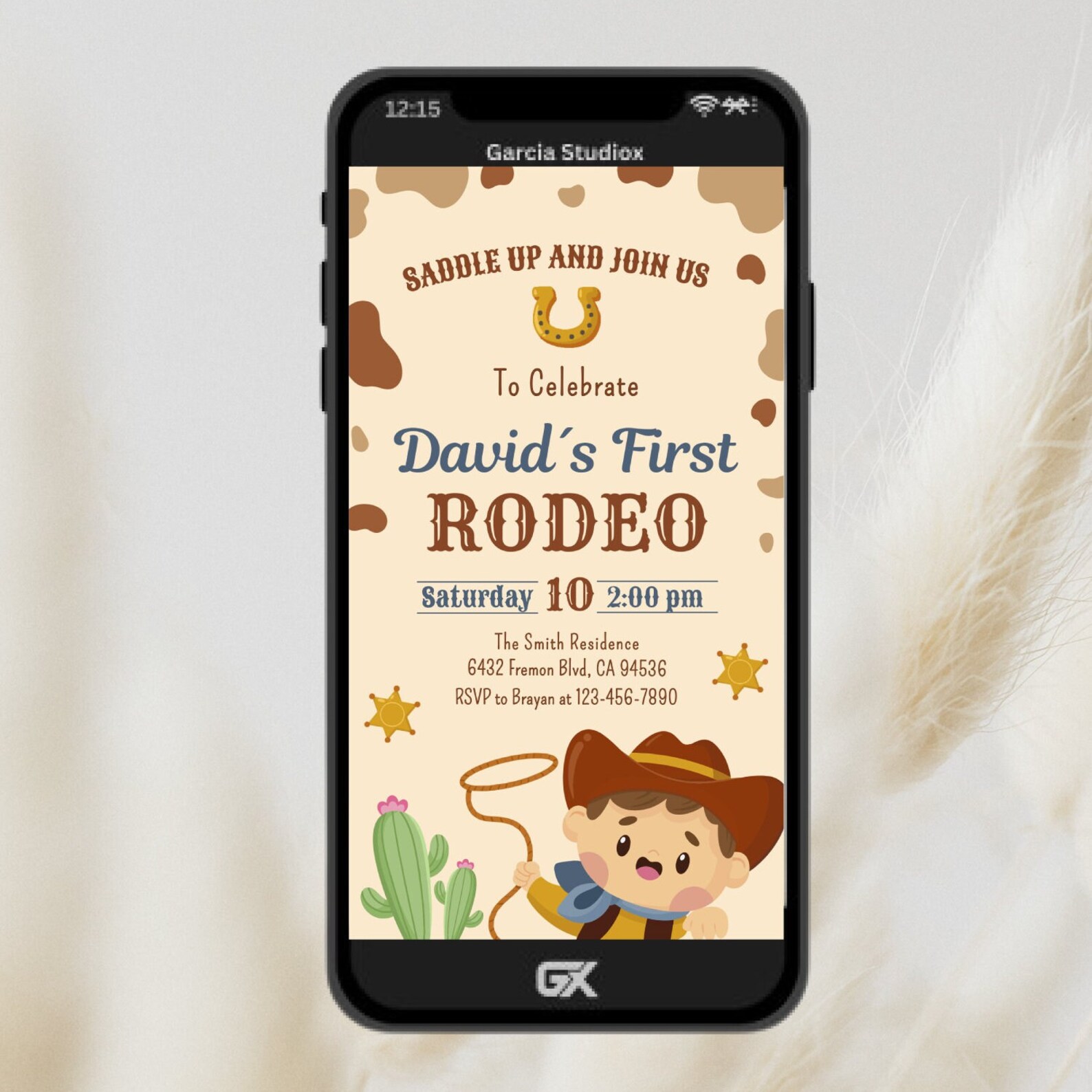 Editable First Rodeo Invitation Template | Cowboy Boy Western Birthday ...