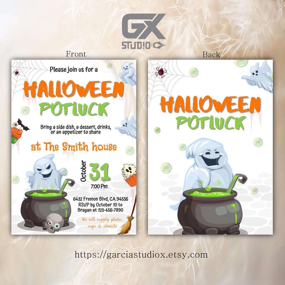 Editable Potluck Halloween Party Invitation, Customizable PDF & Mobile ...