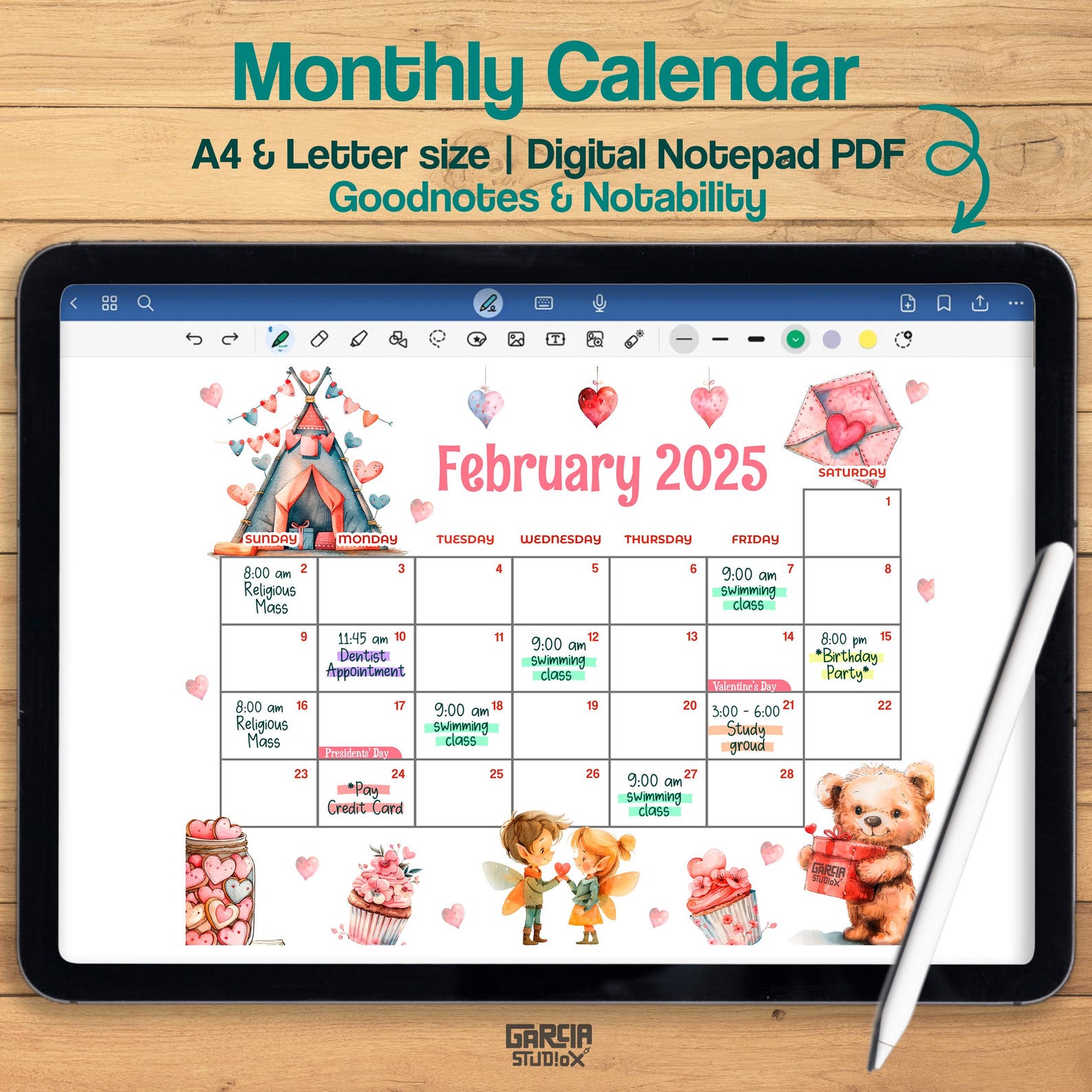 2025 Calendar Printable, Cute Kids Calendar 2025, Wall Calendar PDF ...