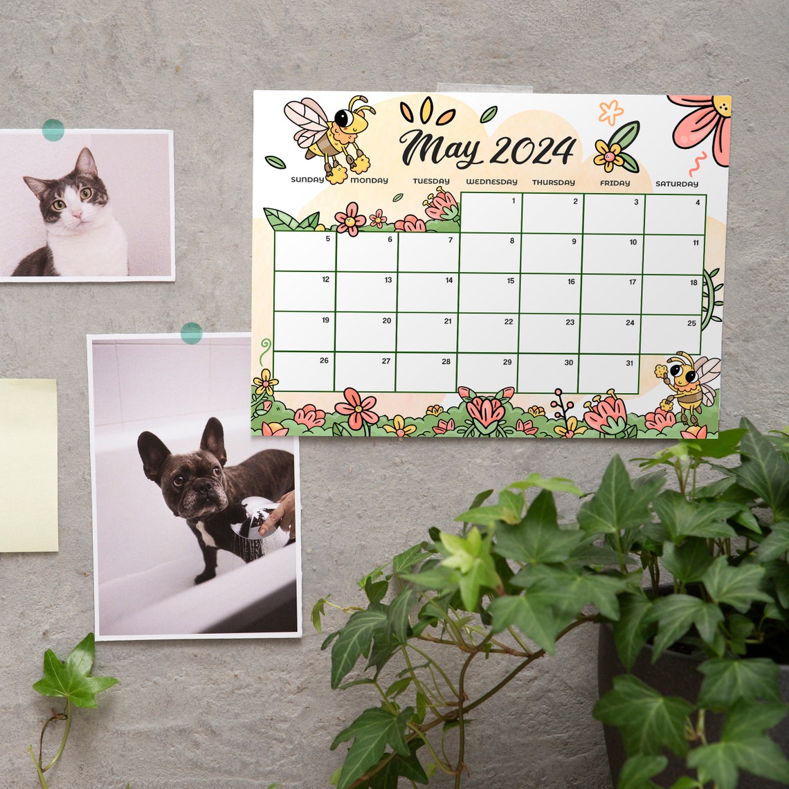 EDITABLE May 2024 Calendar, Fillable Spring Planner, Monthly Schedule ...