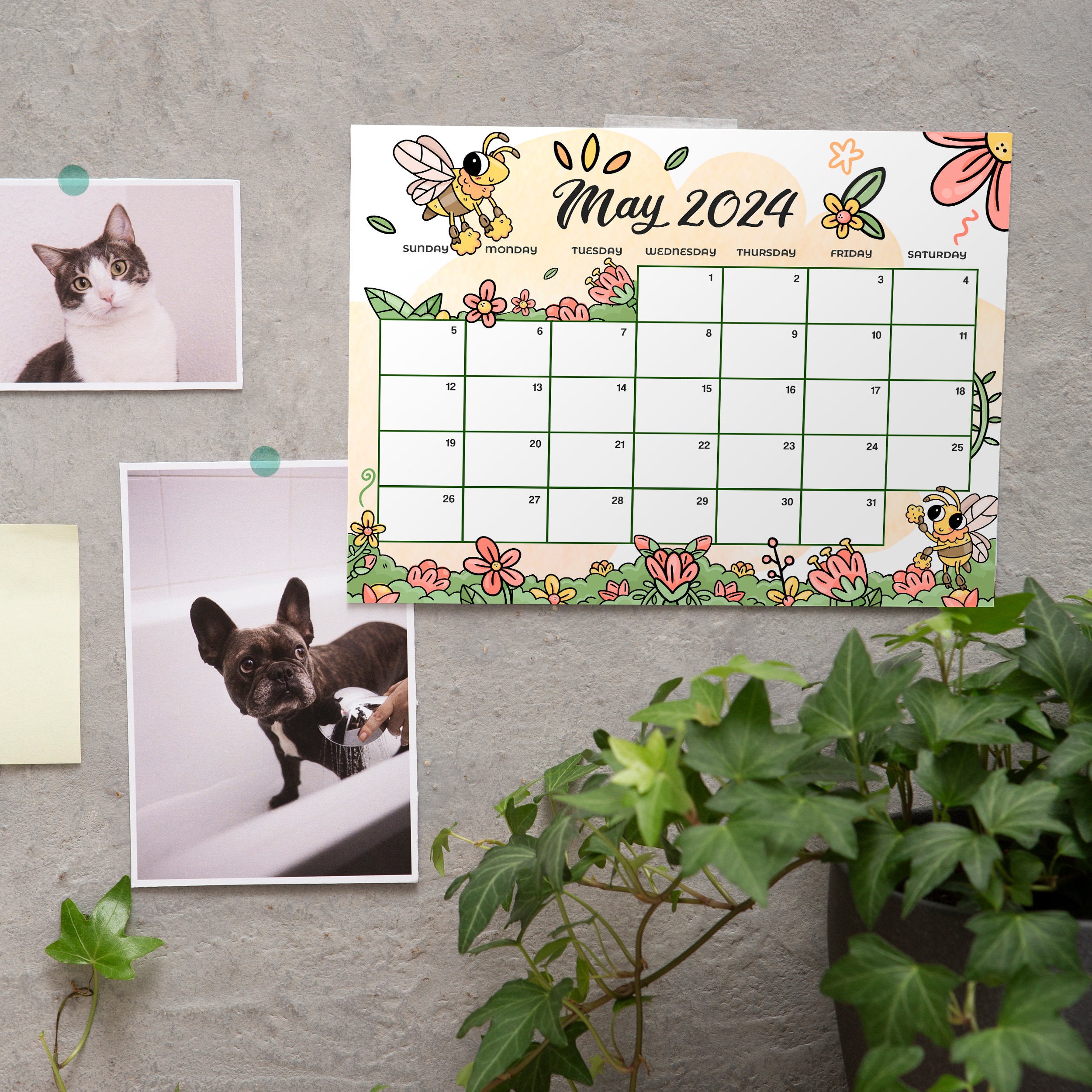 EDITABLE May 2024 Calendar, Fillable Spring Planner, Monthly Schedule ...