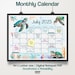 EDITABLE July 2025 Calendar With Sea Turtle Design, Fillable Summer ...