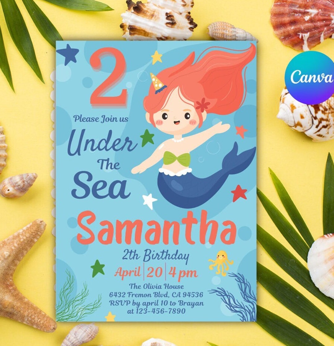 Little Mermaid Invitation, Siren Birthday Invitation, Little Mermaid ...