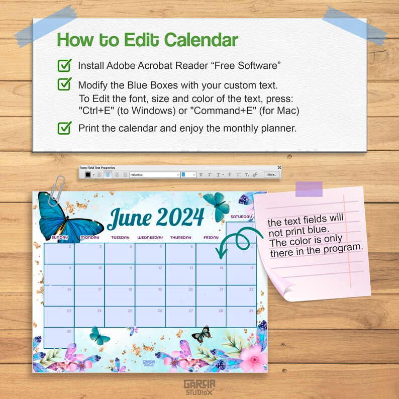 EDITABLE June 2024 Calendar, Fillable Summer Planner, Monthly Schedule ...
