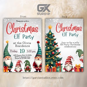 EDITABLE Christmas Elf Party Invitation, Custom Holiday Event Template ...