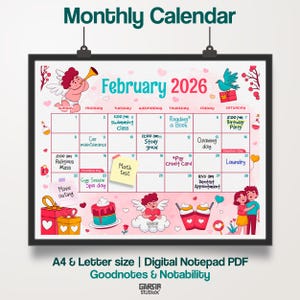 February 2026 Valentines Day Calendar Printable for Kids - Cute ...