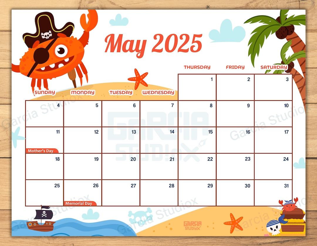 EDITABLE May 2025 Calendar for Kids, Fillable Spring Planner, Monthly ...