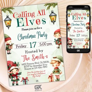 EDITABLE Christmas Elf Party Invitation, Customizable Holiday Elf Event ...