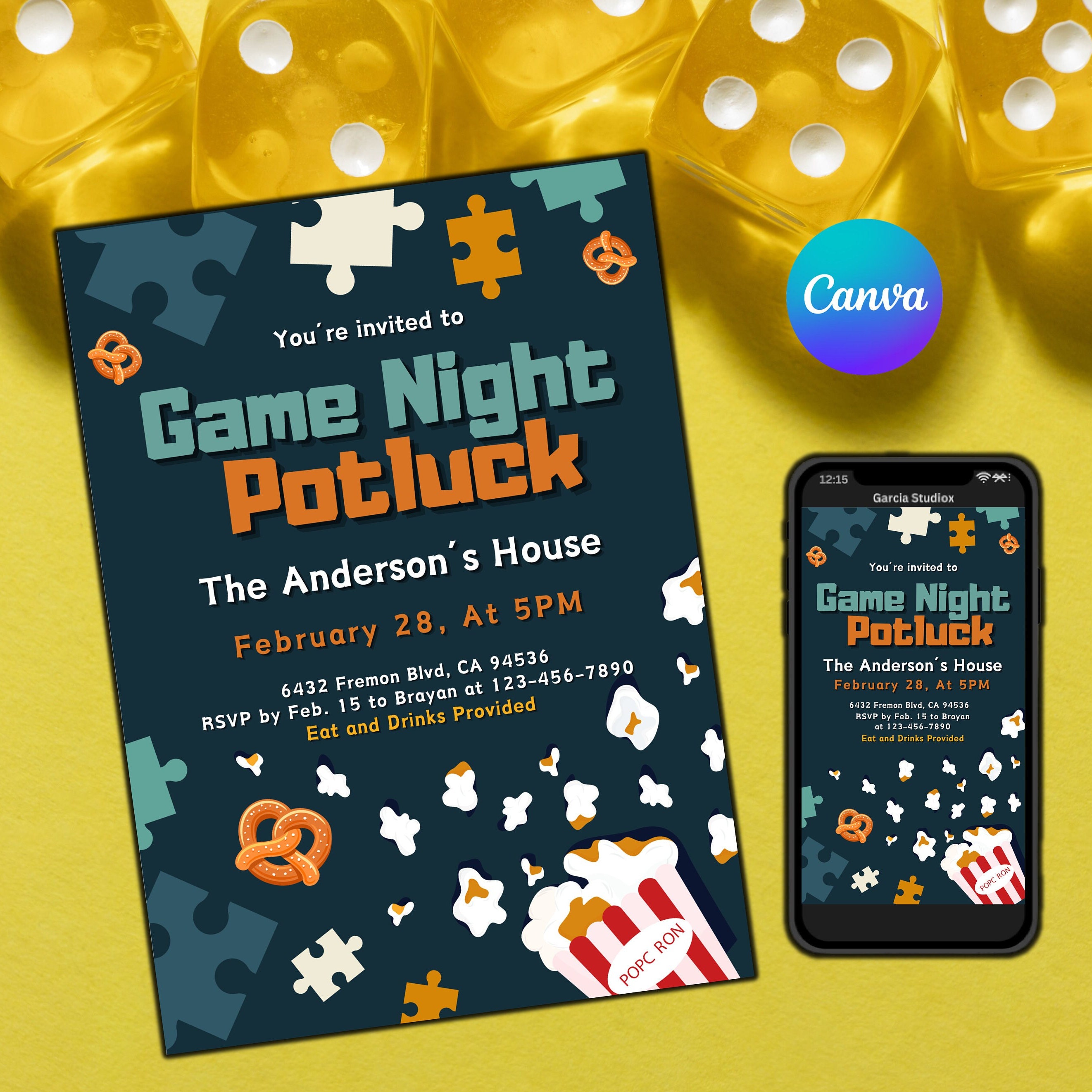 Game Night Potluck Invitation, Game Party Potluck Invite, Board Game ...
