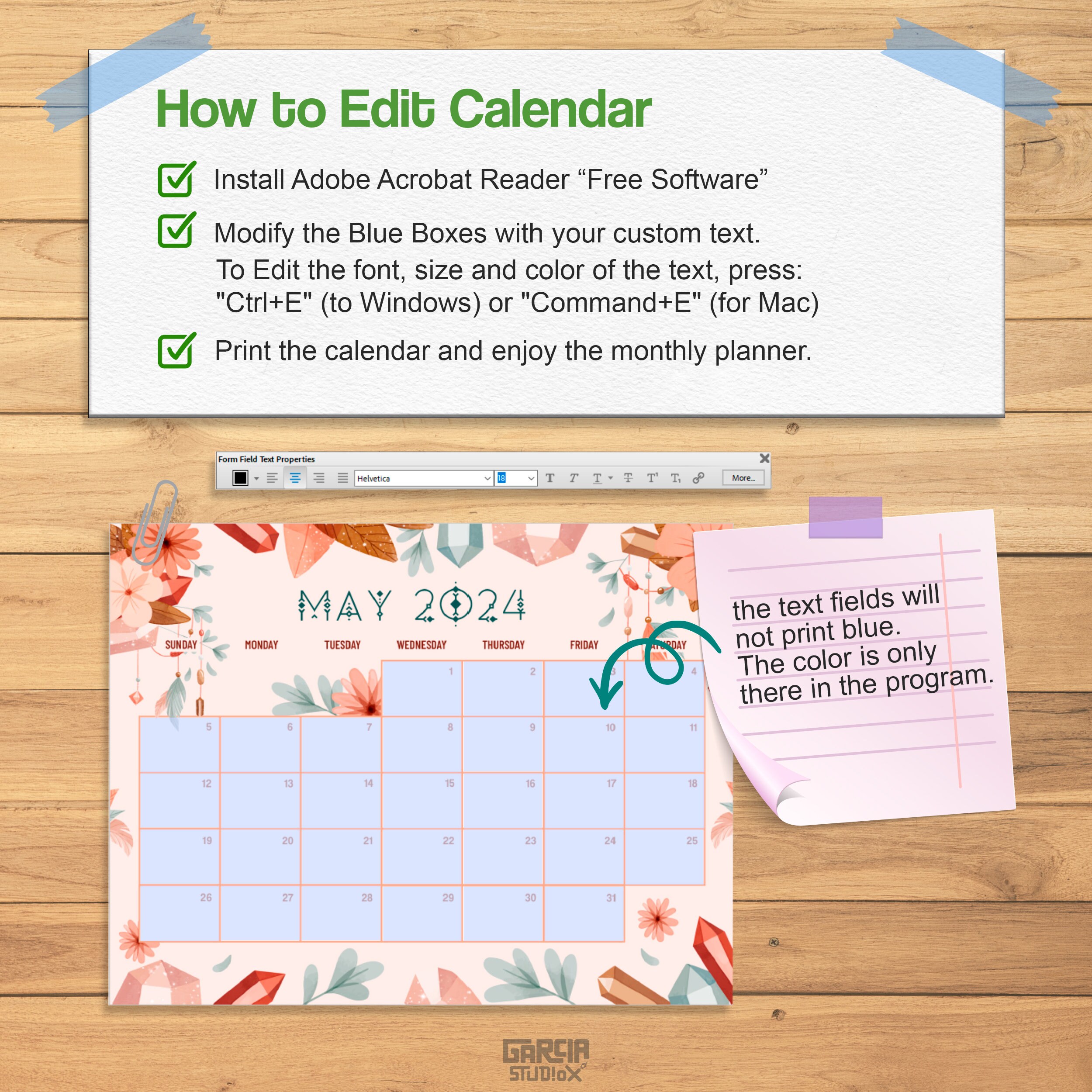 EDITABLE May 2024 Calendar, Fillable Spring Planner, Monthly Schedule ...