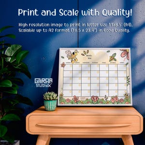 Monthly Calendar Undated | Bee Design, Editable and Printable File With ...