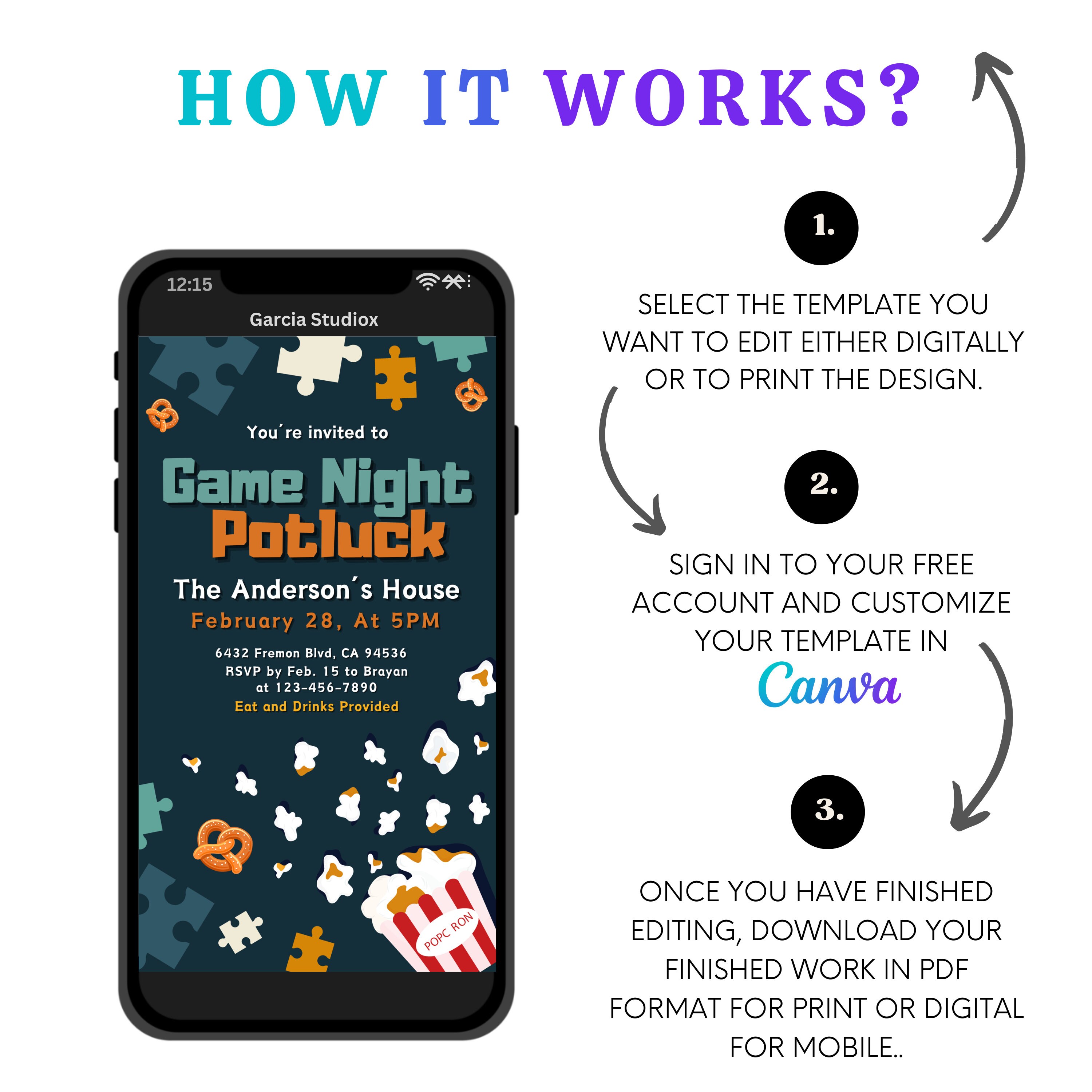 Game Night Potluck Invitation, Game Party Potluck Invite, Board Game ...