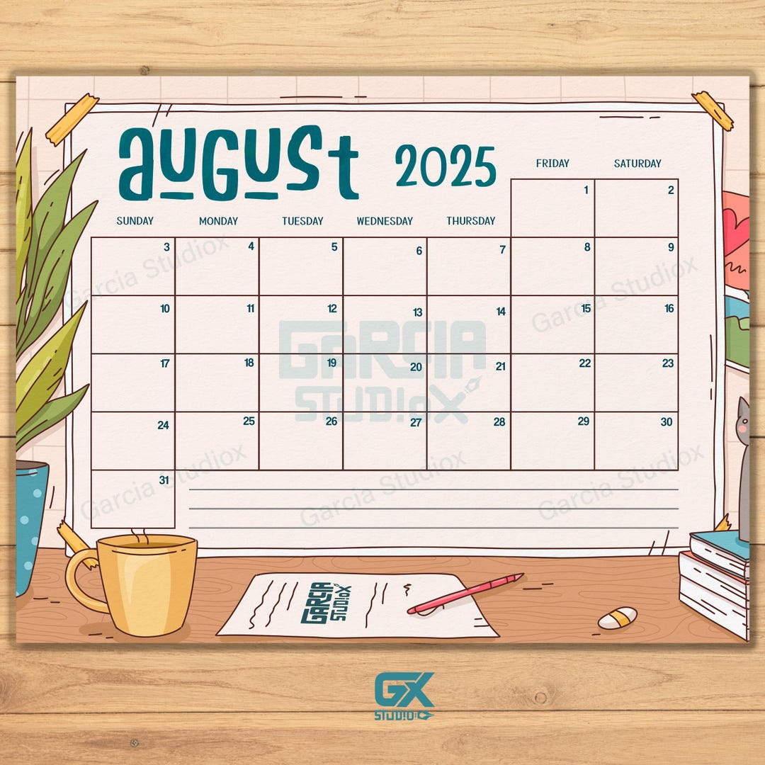 EDITABLE August 2025 Calendar, Fillable Planner, Monthly Schedule for ...