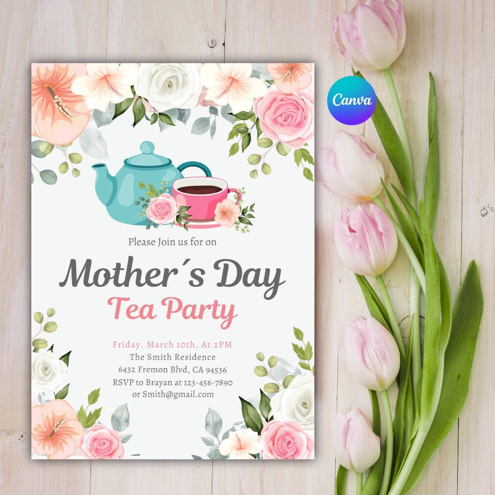 Mother's Day Invitation Mommy and Me Tea Party Download EDITABLE Blush ...