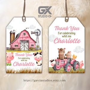 EDITABLE Farm Gift Tag, Farm Birthday Party, Farm Animals Barnyard ...
