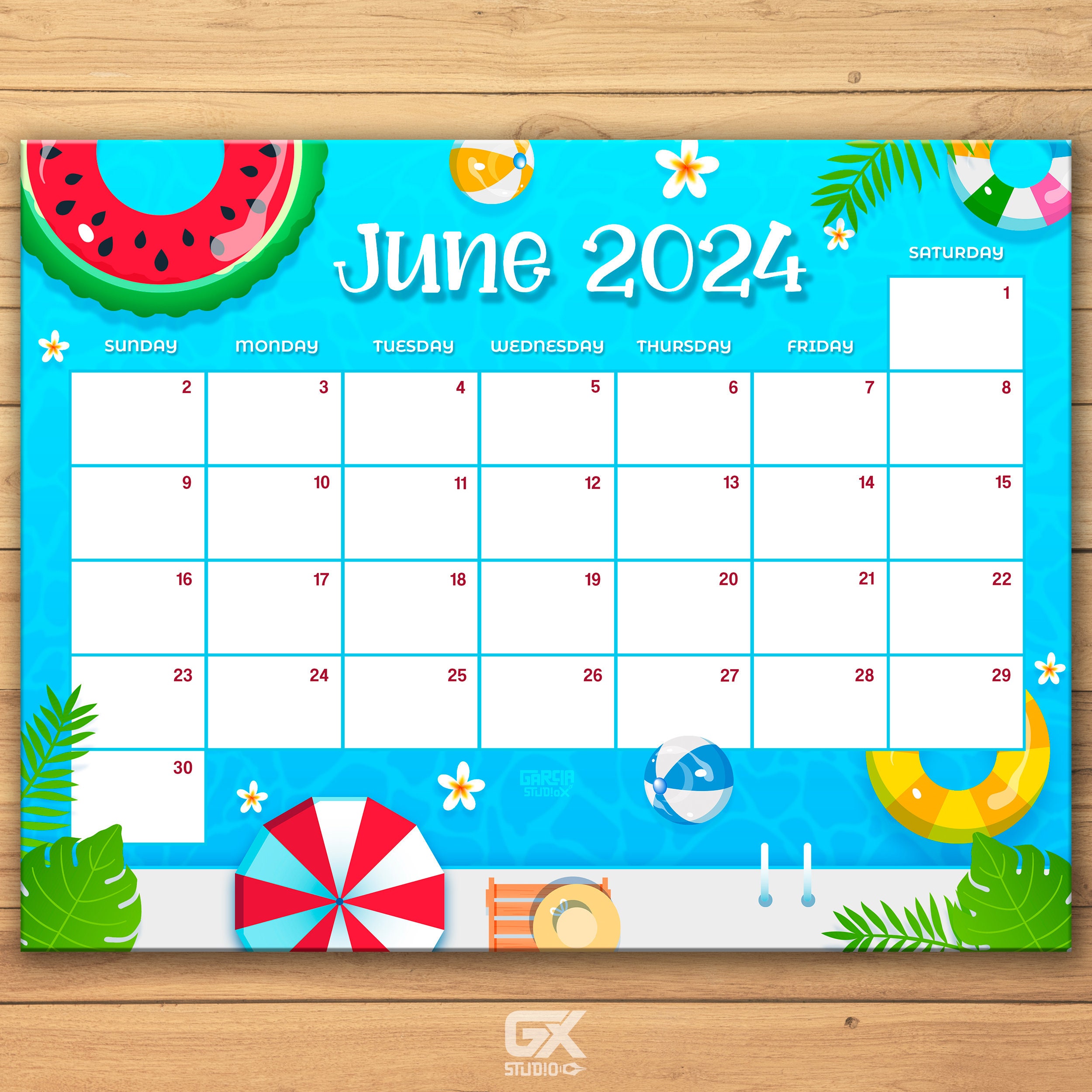 EDITABLE June 2024 Calendar, Fillable Summer Planner, Monthly Schedule ...