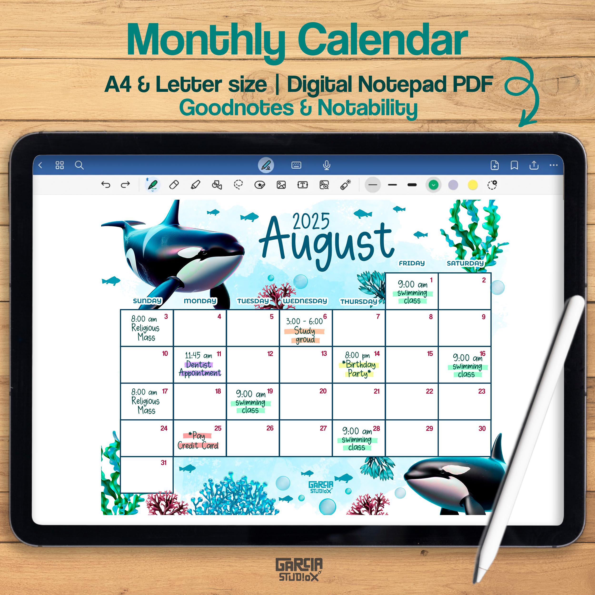 EDITABLE August 2025 Calendar, Fillable Summer Planner, Monthly ...