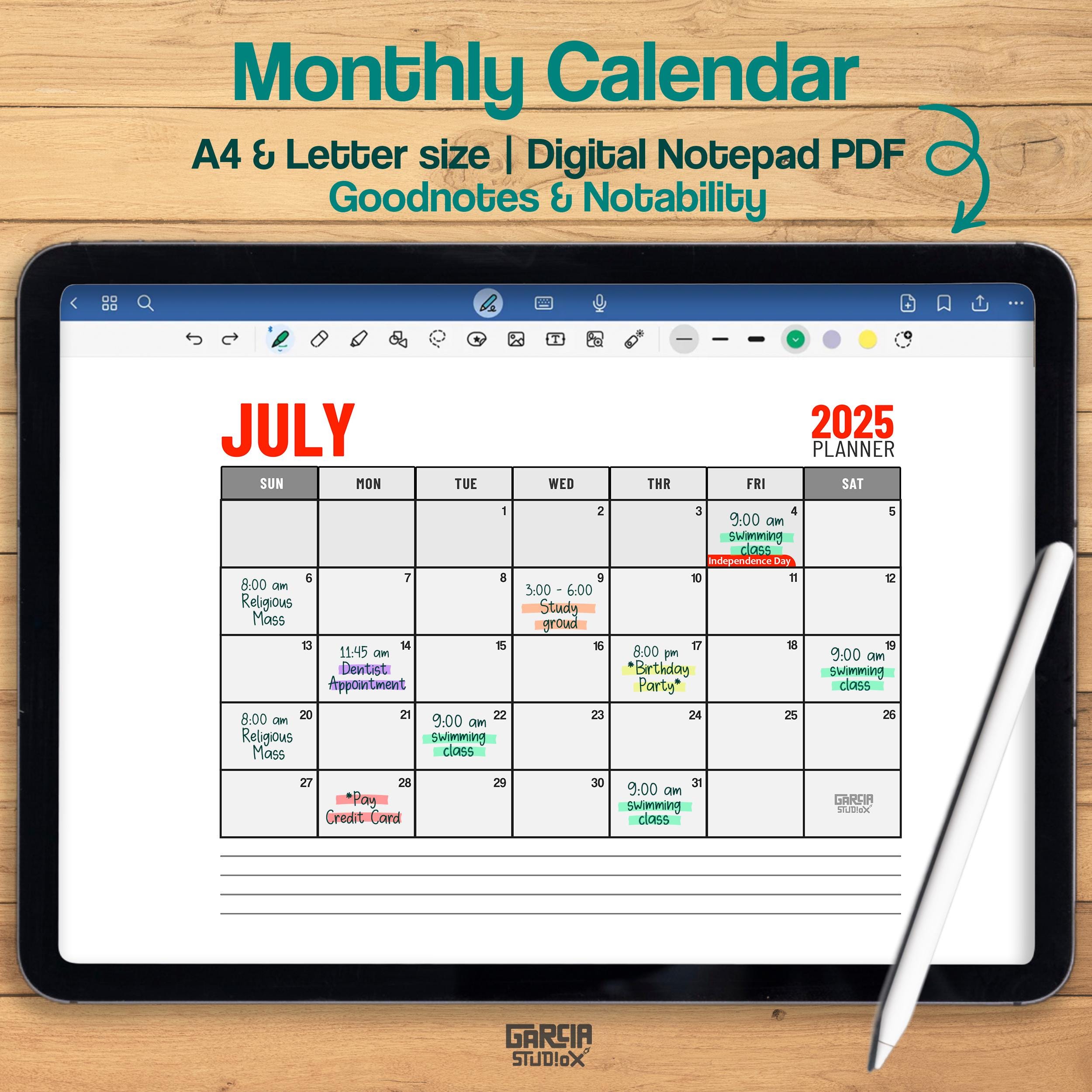 EDITABLE July 2025 Calendar - Minimalist Monthly Planner for Office ...