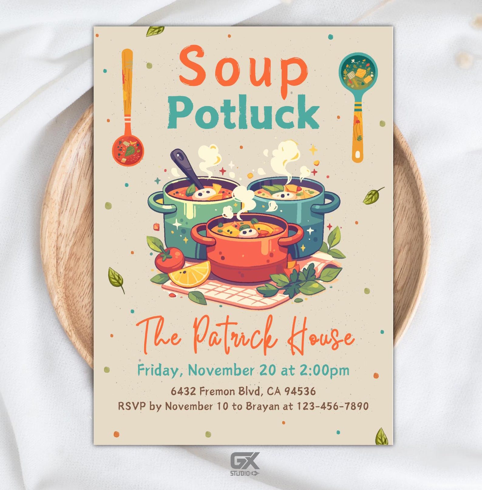 Editable Soup Potluck Invitation, Family and Friends Gathering ...