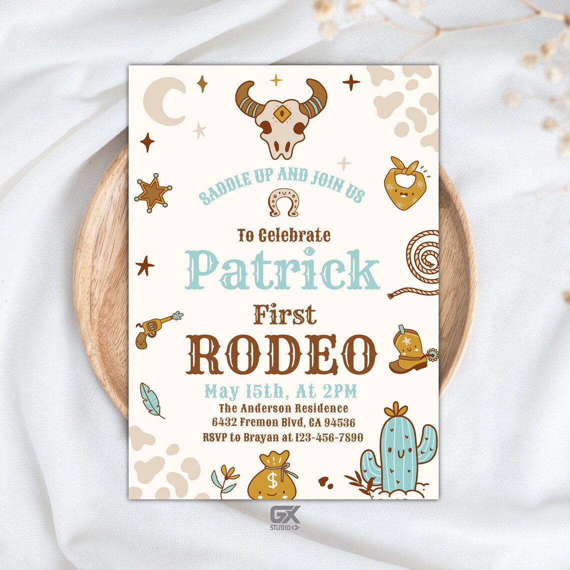 Editable My First Rodeo Invitation Cowboy Invitation Birthday ...