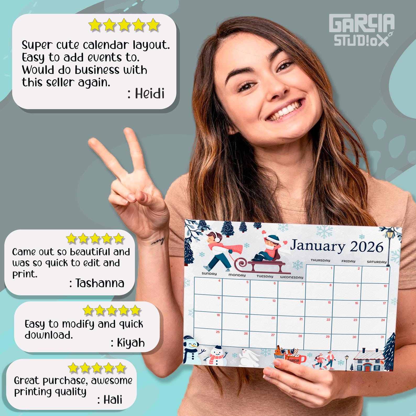 EDITABLE January 202 Calendar - Printable PDF With Holidays, Blank ...