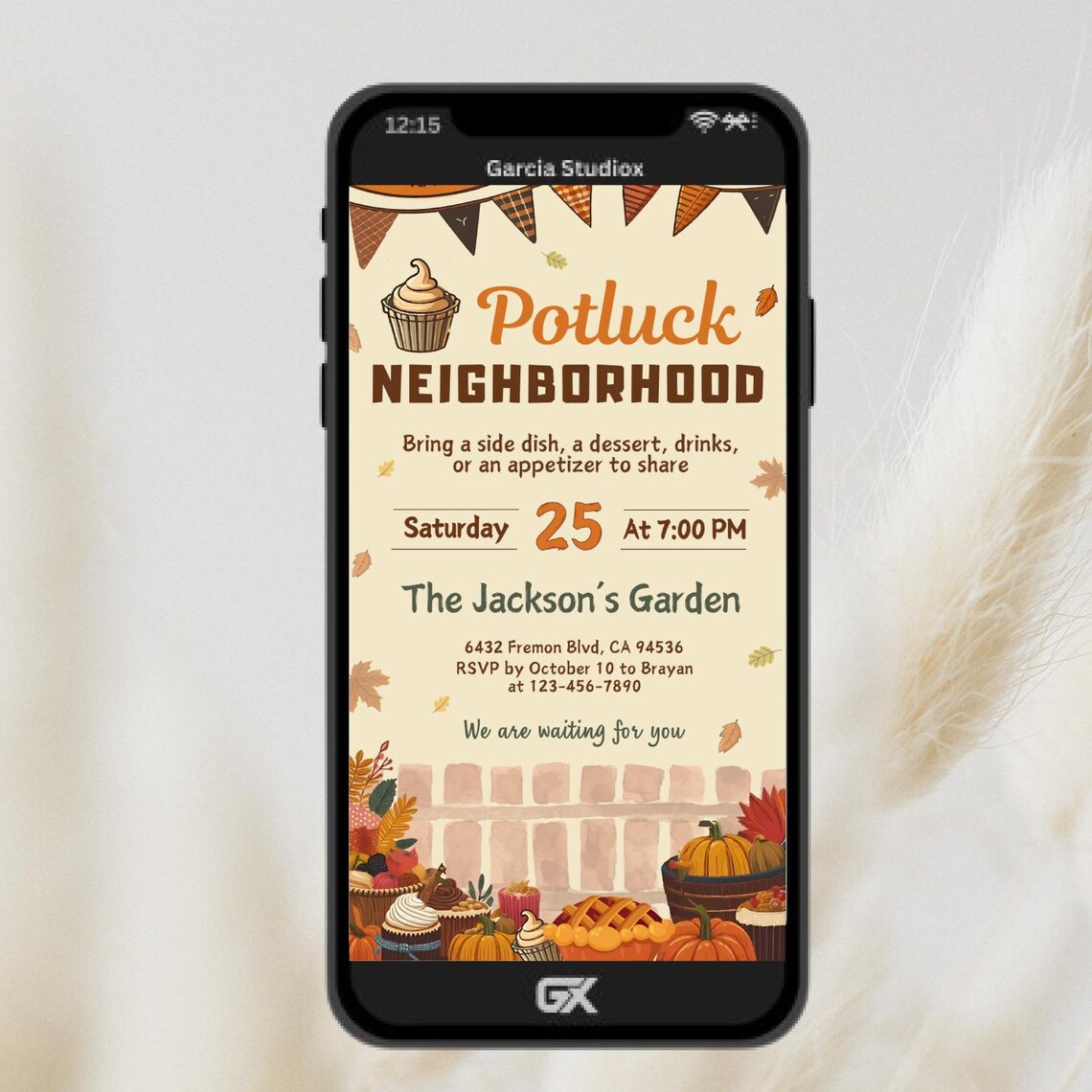 EDITABLE Potluck Neighborhood Invitation, Fall Theme, Autumn Gathering ...