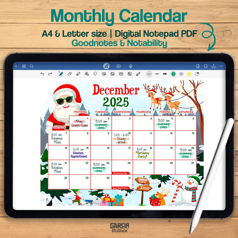 EDITABLE December 2025 Calendar, Fillable Christmas Planner, Monthly ...